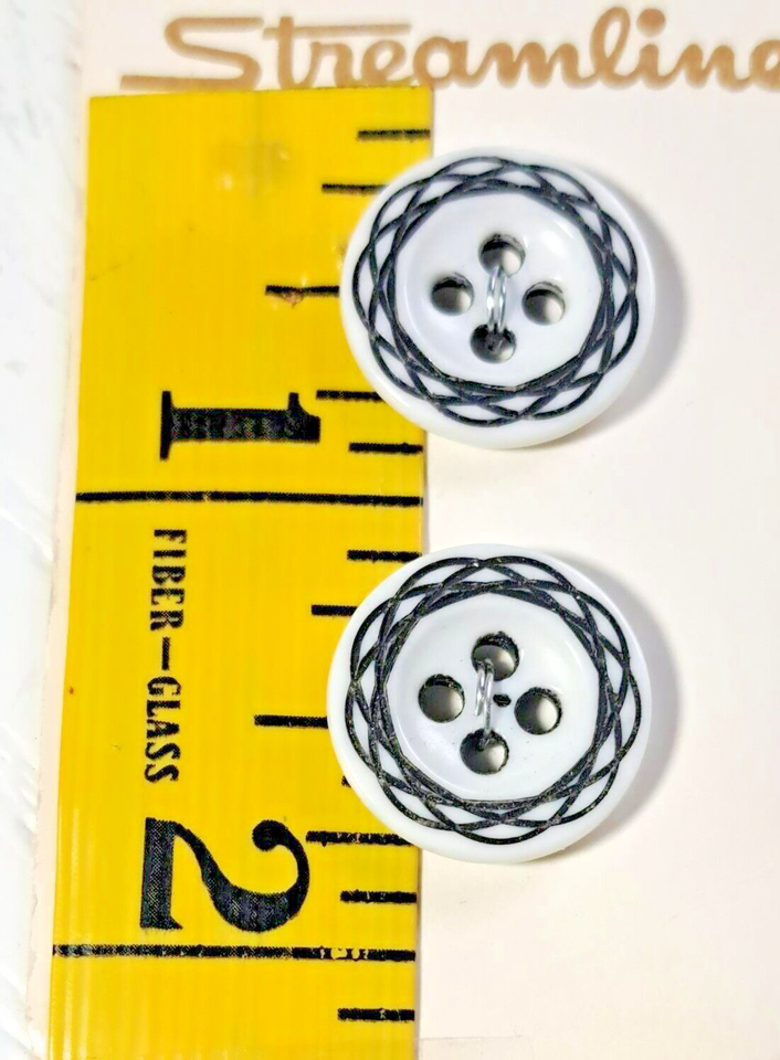 Vintage Streamline 10 Navy/White 4 Hole 1/2 Inch Buttons on Original ...