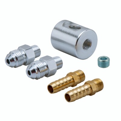 1/8 NPT Tee Fuel Pressure Gauge adaptor kit(AN6 to 1/8 NPT&9mm to 1 ...