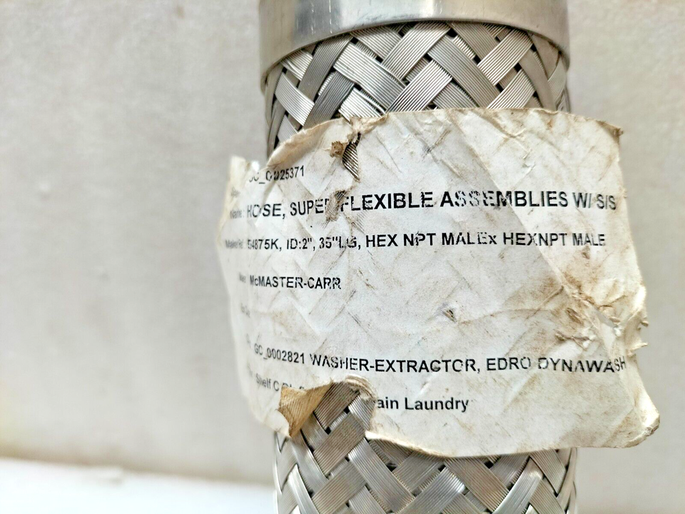 McMASTER-CARR 54875K FLEXIBLE HOSE WITH SS WIRE BRAID CVR ID 2" 35" LG ...