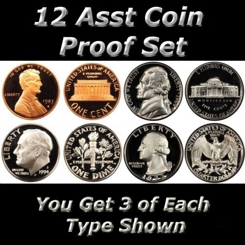 Lot of 12 Assorted Gem Proof Coins ~ Uncirculated Proof Coin Collection ...