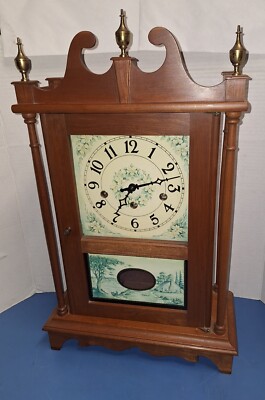 VINTAGE 8 DAY WESTMINSTER CHIME PENDULUM PILLAR & SCROLL CLOCK WORKING ...