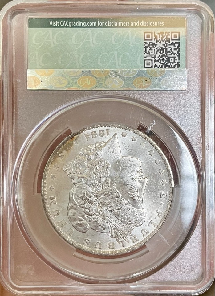 1884-O CACG MS61 Toned Morgan Silver Dollar Rainbow Toning Great Eye ...