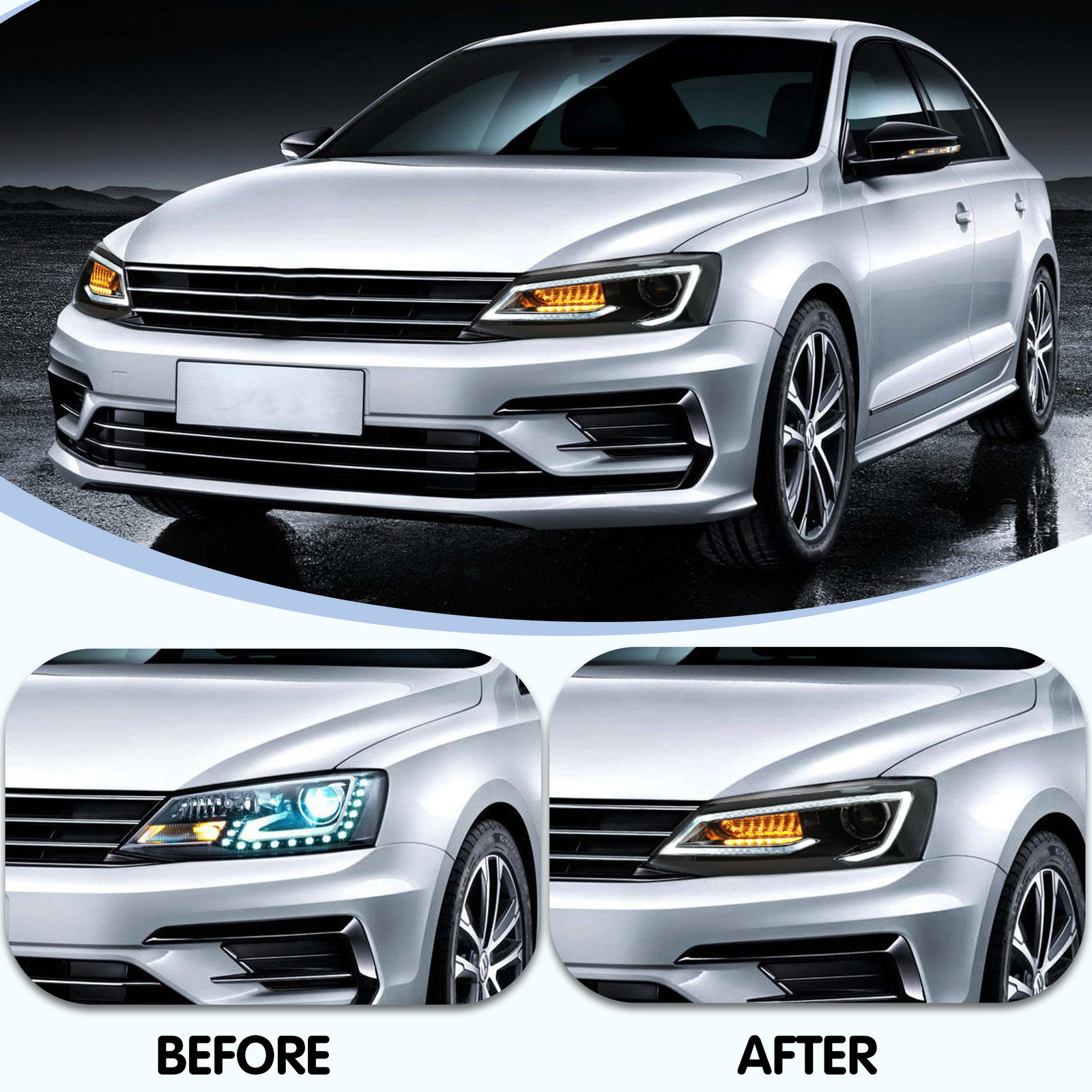 VLAND For 2011-2018 VOLKSWAGEN Jetta MK6 LED Projector Head Lights W ...