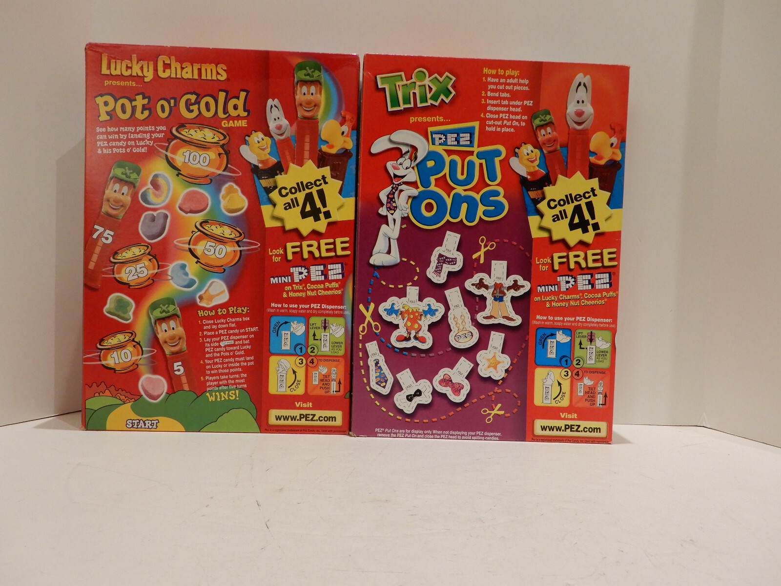 General Mills PEZ 2002 Cereal boxes - Trix & Lucky Charms EMPTY | eBay