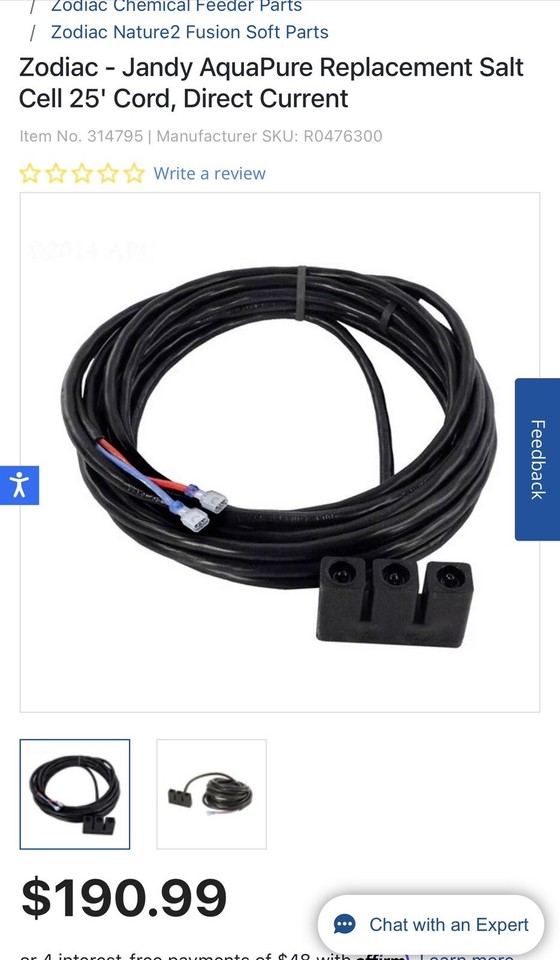 Zodiac R0402800 16ft DC Power Cord Replacement Kit - Black 52337020763 ...