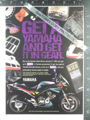 1993 ADVERTISING for Yamaha Gear, with a Seca II 600 motorcycle graphic ...