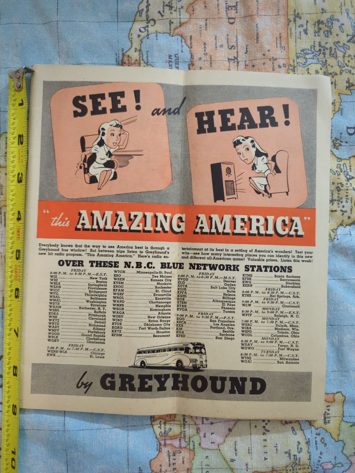 1940 Vintage Atlantic Greyhound Bus Time Tables Lines Winter Schedule ...