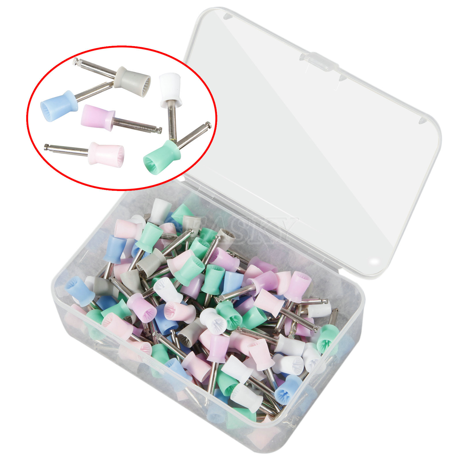 500 PC Dental Polisher Cups Rubber Prophy Polishing Tooth Latch mix ...