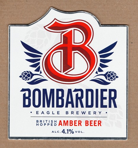 Eagle Brewery Bombardier amber beer pump clip/badge. Charles Wells ...