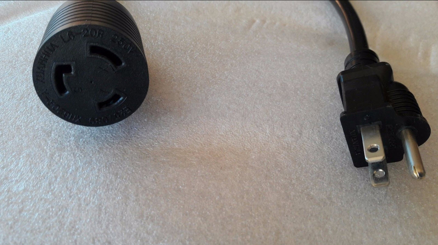 RV 110 V to 220 V Input Adapter cable NEMA L6-20R(female) to NEMA 5-15 ...