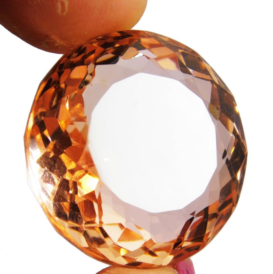 Treated 43 CT Precious Brazilian Oval Cut Orange Topaz Loose Gemstone ...