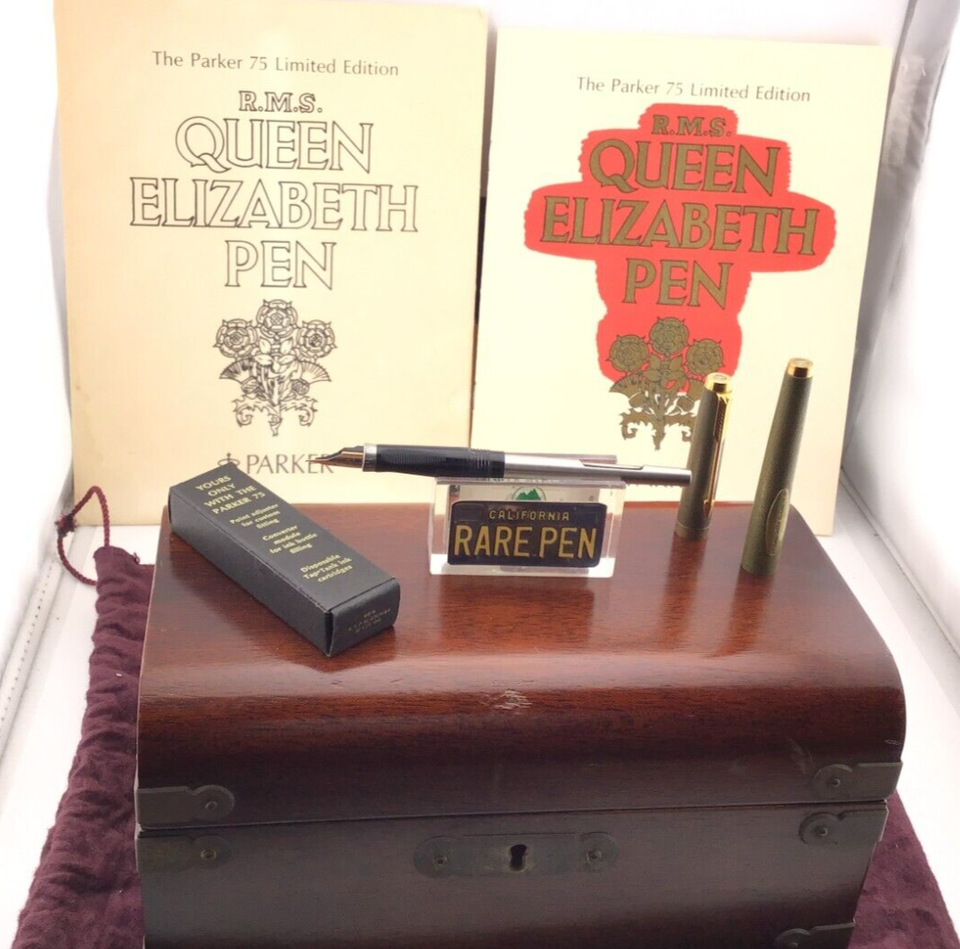Parker 75 RMS QUEEN ELIZABETH BRASS Fountain Pen LE5000 YEAR 1977 NEW ...