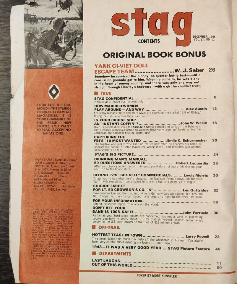 Stag Magazine: December 1966 - Pulp, Yarmouth Castle, Married Women | eBay