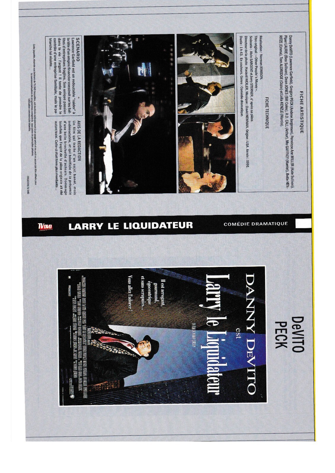 JAQUETTE DVD R/V (seule) : LARRY LE LIQUIDATEUR / LA VILLE ABANDONNEE ...