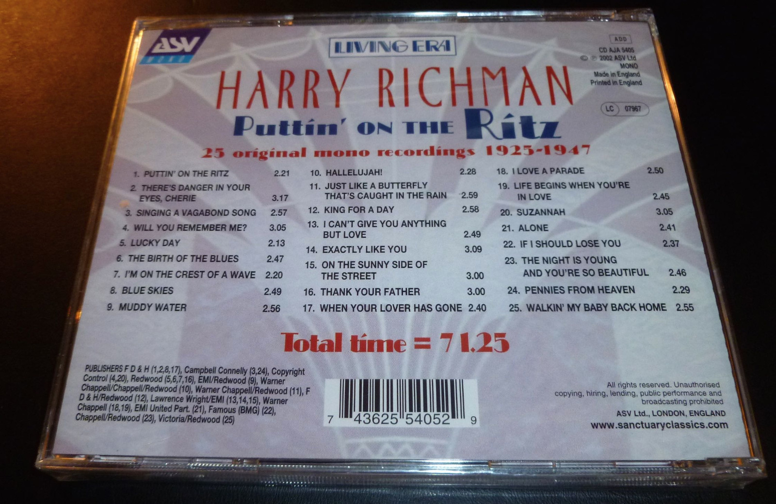 New! HARRY RICHMAN "Puttin' On The Ritz" (CD 2002, ASV) 25-Tracks ...