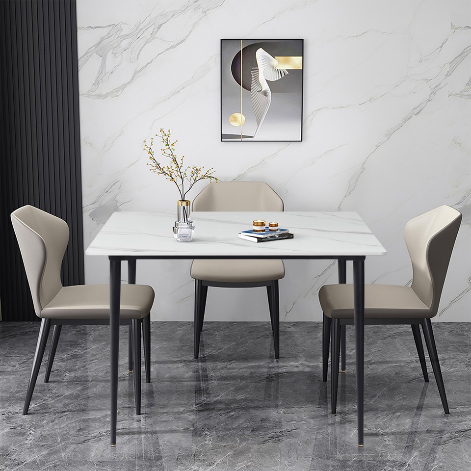 Deluxe Square Table Kitchen Eating Table Anti Scratch Glossy Marble Top ...
