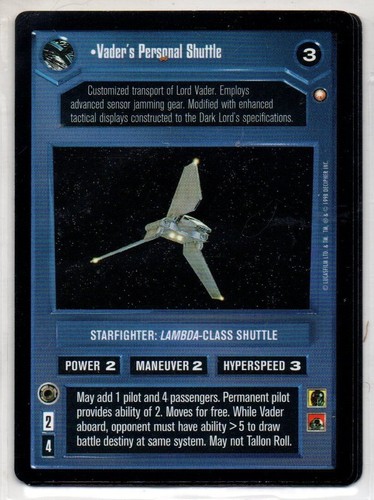 Decipher Star Wars CCG Special Edition Vader's Personnal Shuttle Rare ...