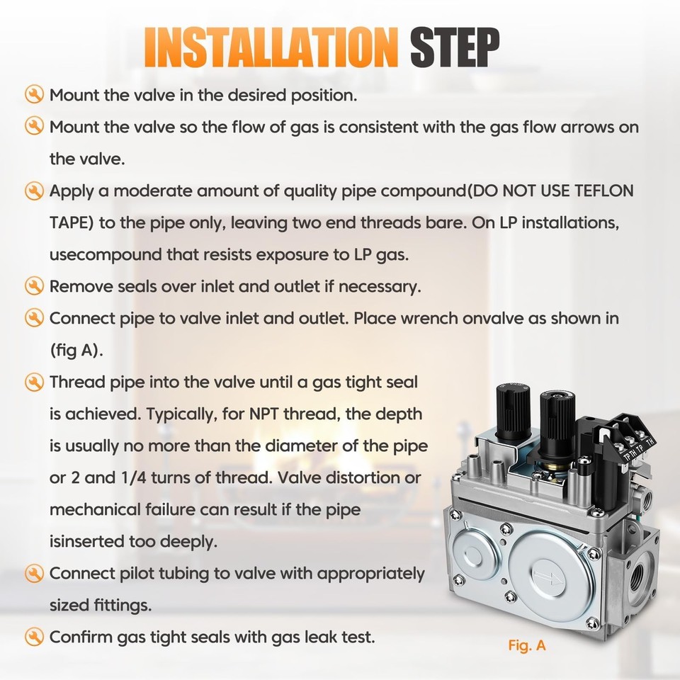 0820652 SIT-820 Natural Gas Valve for Nova Direct Vent Fireplaces ...