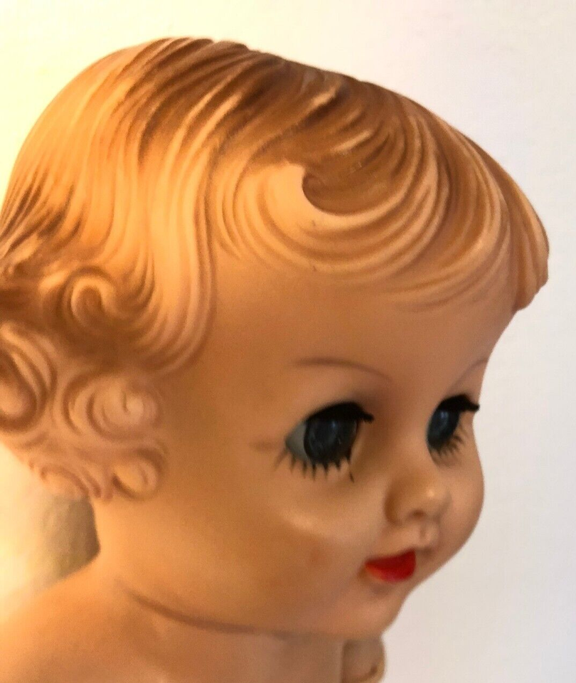 VTG 16" Rubber Squeak Doll Molded Curly Hair Stuffed Marked V For ...