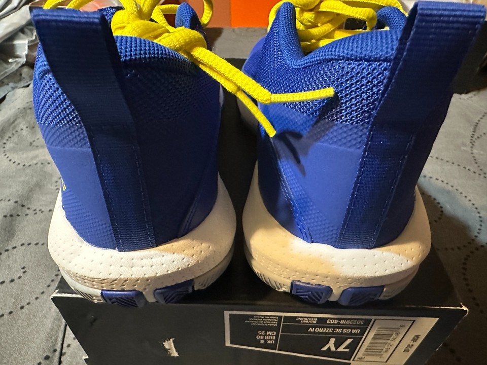 UNDER ARMOUR GS SC 3 ZERO BLUE WHITE YELLOW GRAY SHOES 7Y NEW WIT BOX ...