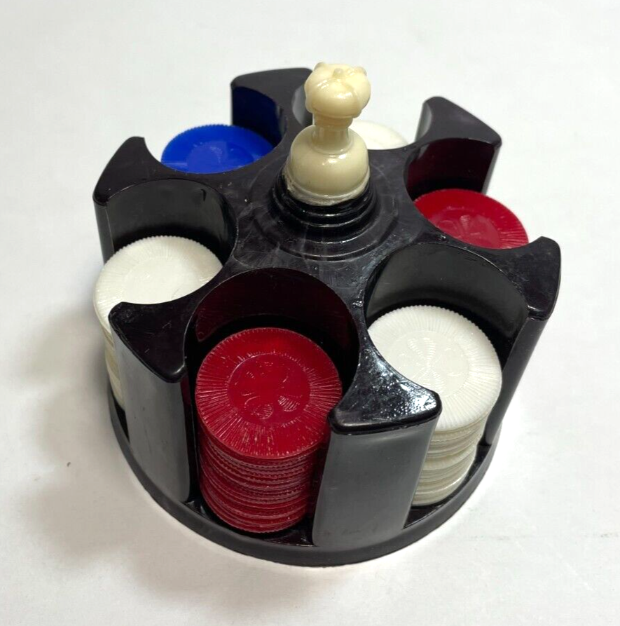 Vintage Mini Poker Chip Caddy Holder with Poker Chips - Dark Burgundy ...