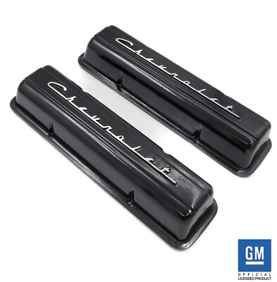 Black "Chevrolet" Script Valve Covers For SBC Small Block Chevy - No ...