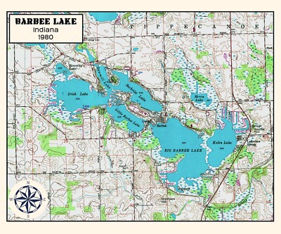 1980 Map of Barbee Lake Indiana | eBay