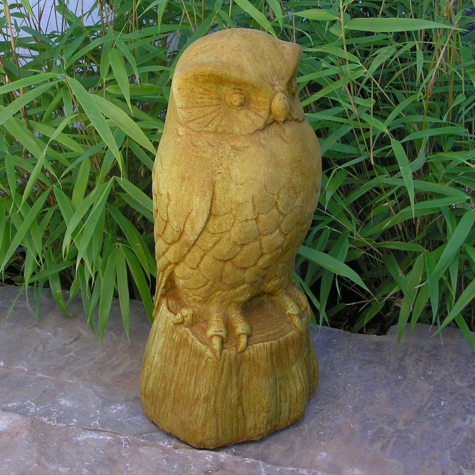 Cast Stone Cement Owl Outdoor Garden Statue | eBay