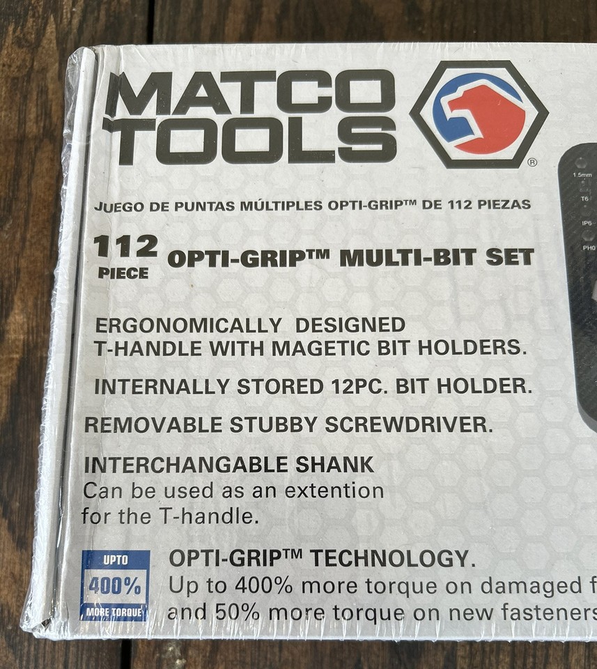 Matco Tools 112 Piece OPTI-GRIP Hex Star Slotted Phillips Bit Set ...