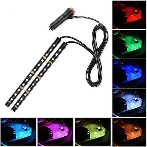 Car Interior Floor and Dashboard 24 LED USB Strip Light Multicolor ...
