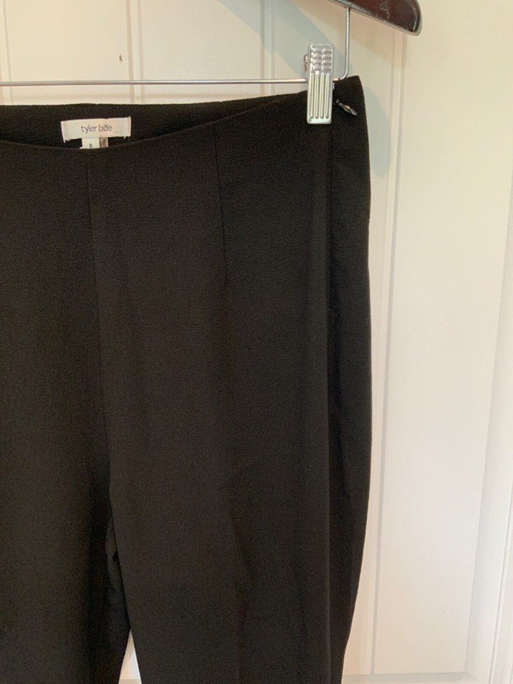 TYLER BOE Womens Size 6 Black Zip Ribbon Tie Split Hem Flare Leg Dress Pants NEW | eBay
