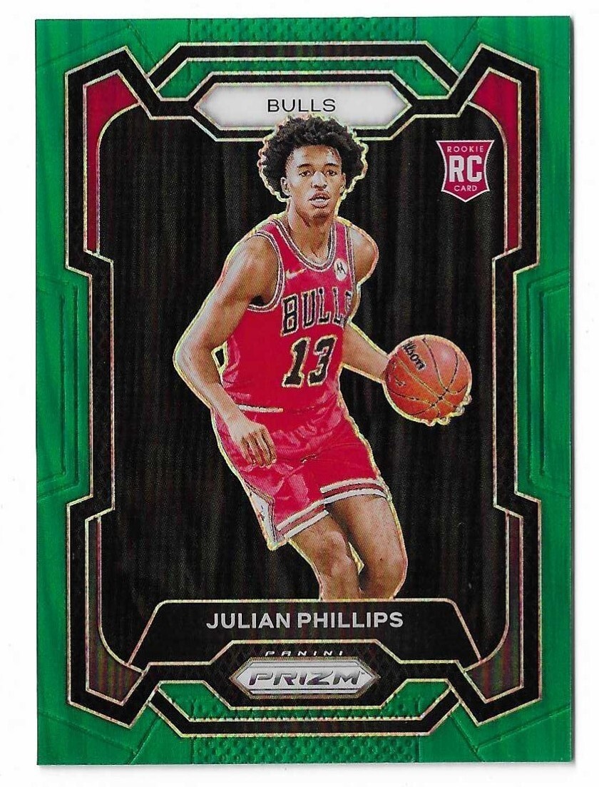 2023-24 Panini Prizm Julian Phillips Green Prizm Rookie #125 Chicago ...