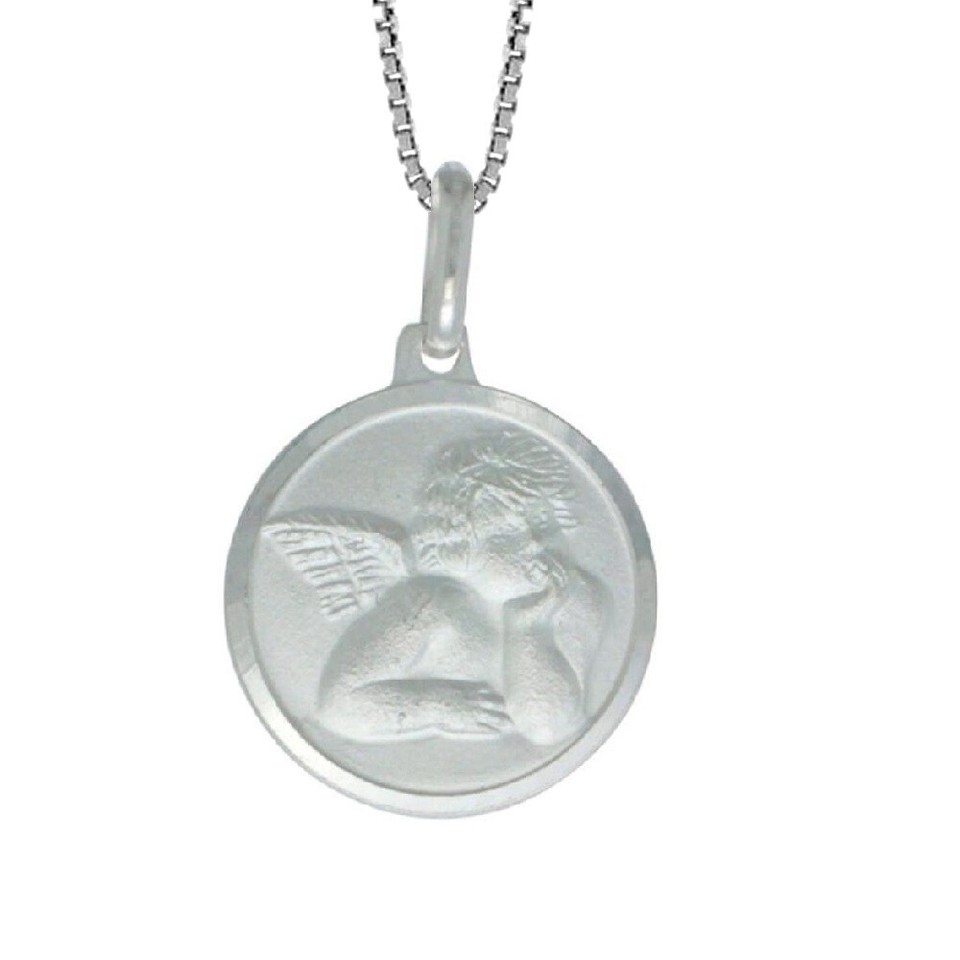 5/8" Sterling Silver Guardian Angel Pendant / Charm, Made in Italy, Box ...