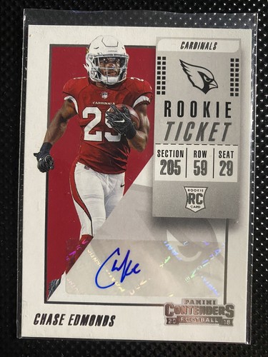 2018 PANINI CONTENDERS chase edmonds auto rookie ticket rc cardinals ...