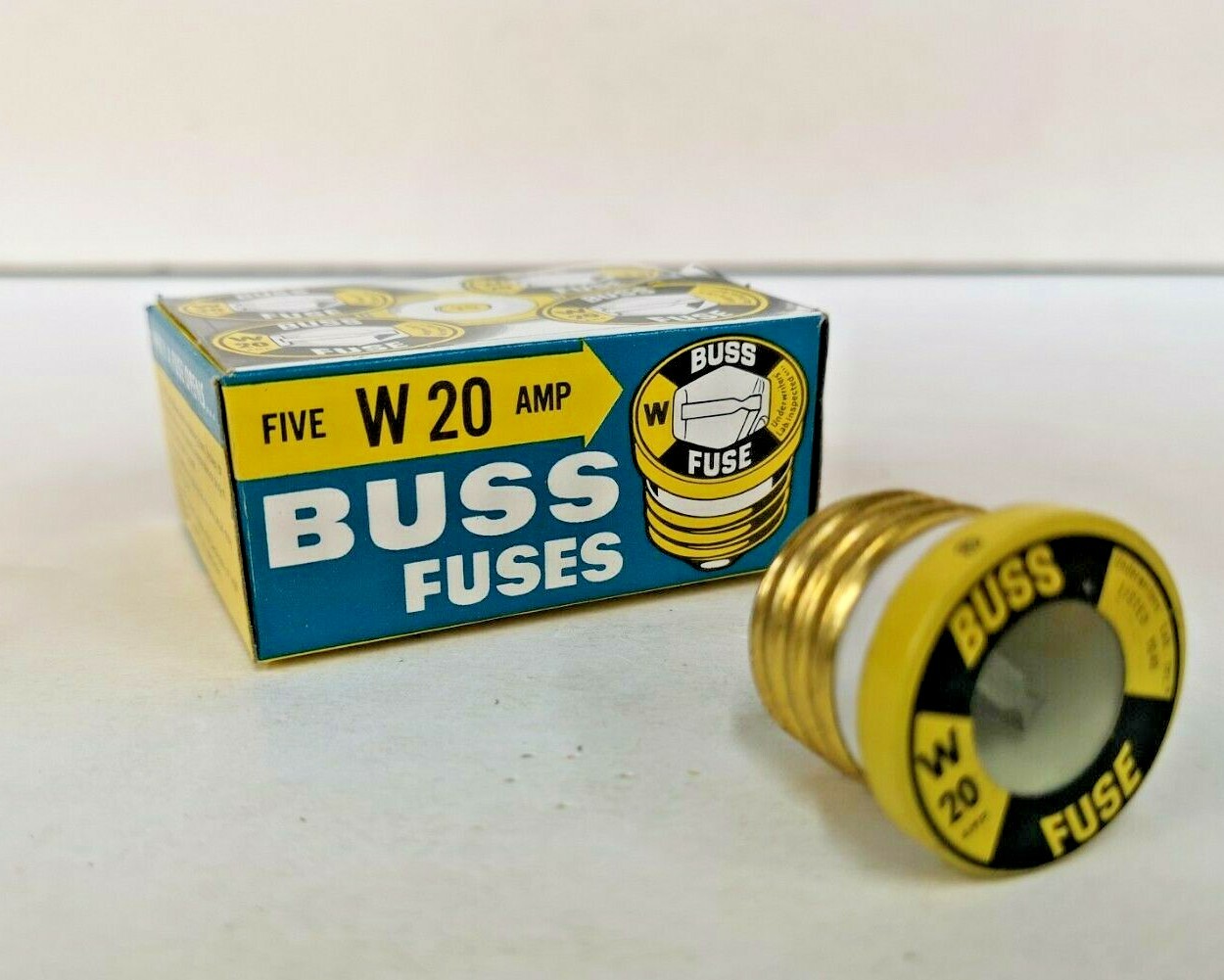 5-PK W-20 20A FAST ACTING Plug Fuse BUSS Bussmann Fuses 125Vac NEW W-20 ...