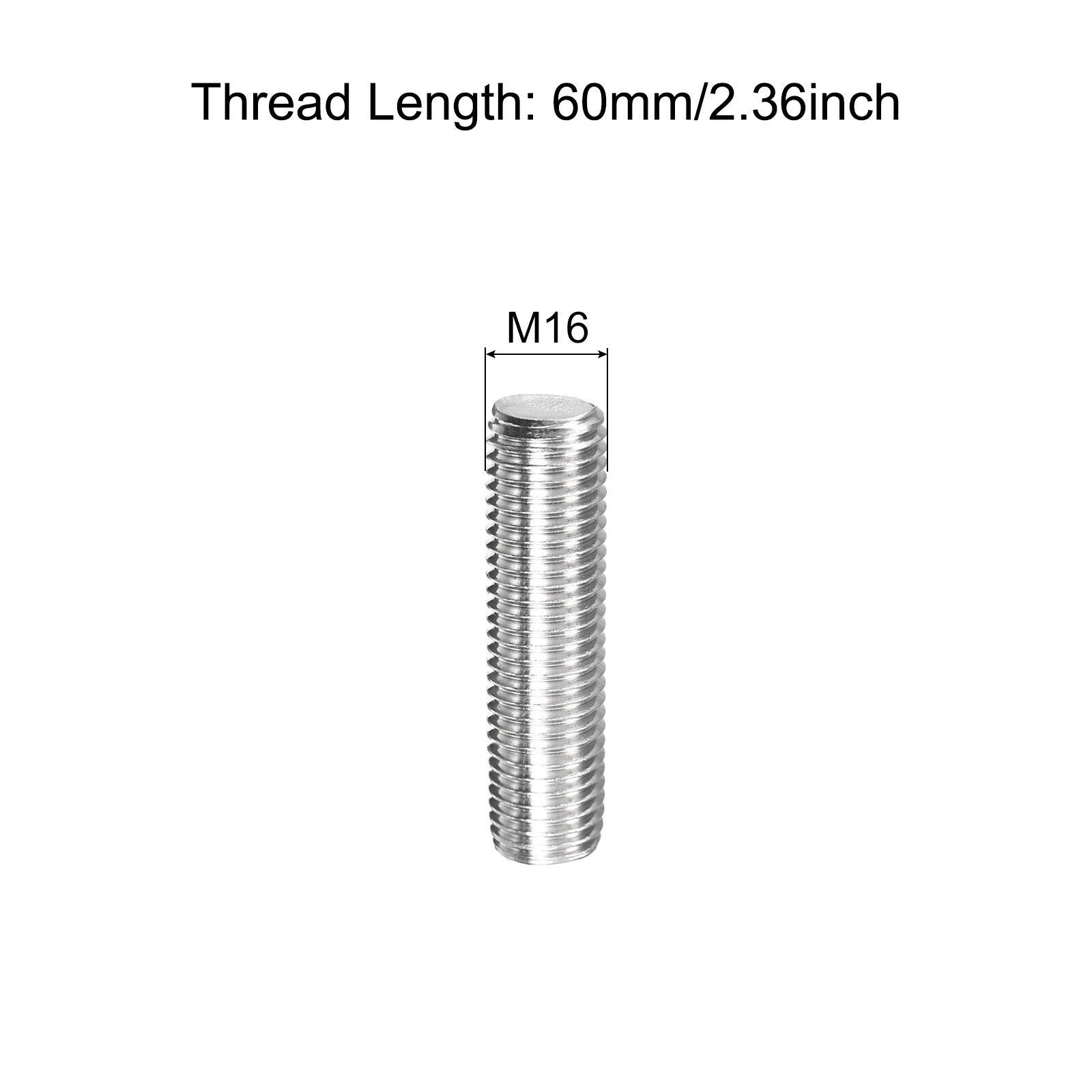 Entièrement Filetage Barre M16 x 60mm 2mm Filetage Tiges 5 Paquet | eBay