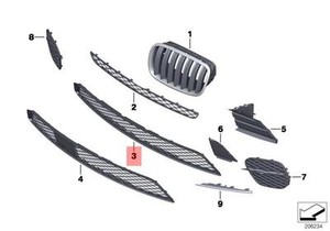 Genuine BMW X5 E70 Front Bumper Center Lower Black Grille OEM ...