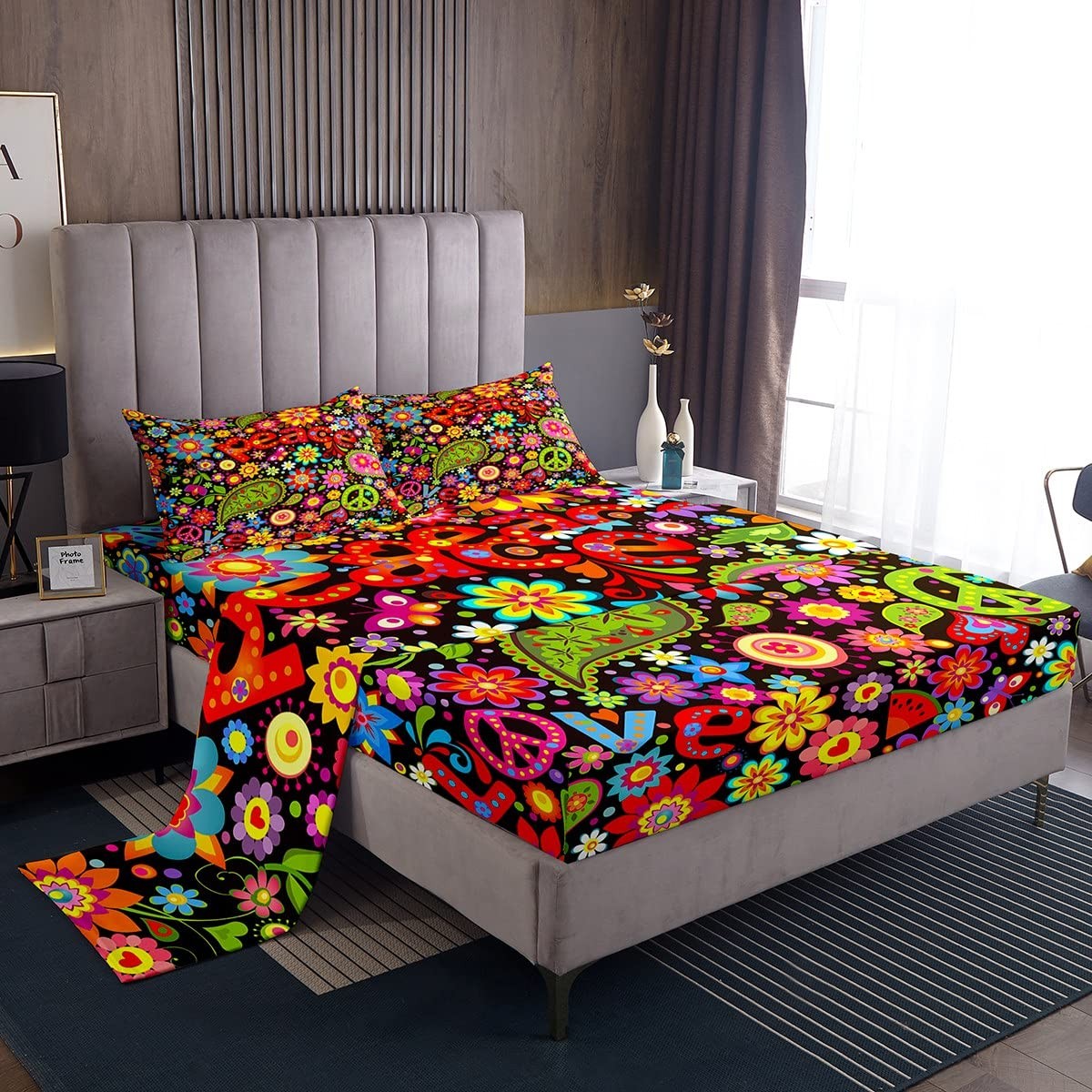 Vintage Groovy Flower Sheet Set Retro Floral Boho Sheets with Deep ...