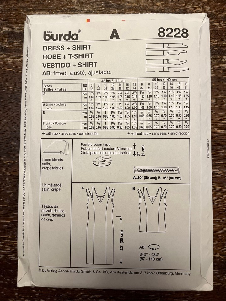 Burda 8228 UNCUT Sewing Pattern, Misses' Dress & Shirt, Size 6-18 | eBay
