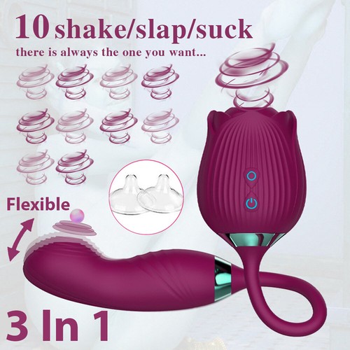 3 in 1 Rose Vibrator Clit Sucking G-spot Vibrator Thrusting Sex Toys ...