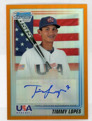 Timmy Lopes 2010 Bowman Chrome Auto Orange #USAA11 Serial #d 20/25 USA ...