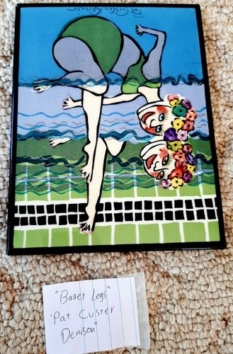 Pat Custer Denison Pottery Tile Signed & Titled "Ballet Legs"...6x8 ...