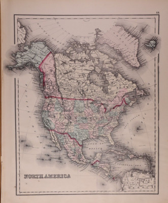 1876 Map ~ NORTH AMERICA - GREENLAND - ALASKA TERRITORY - MEXICO ...