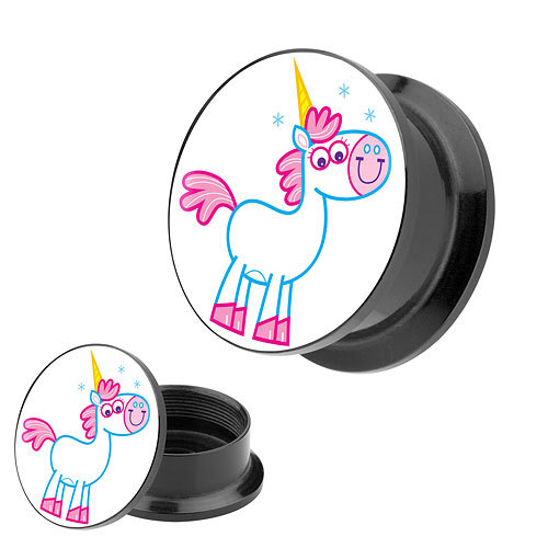 Flesh Tunnel Picture Ear Plug Piercing Comic Sweet Unicorn With ...