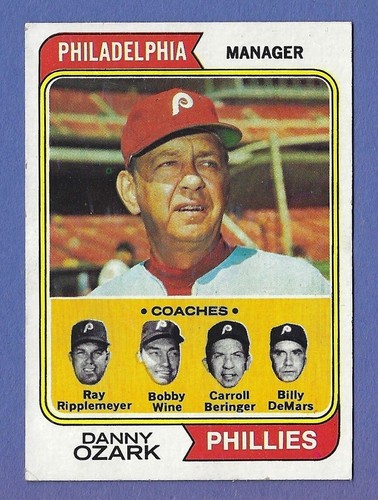 1974 TOPPS BASEBALL MANAGER CARD #119 DANNY OZARK PHILADELPHIA PHILLIES ...