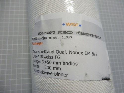 1 x Schmid Fördertechnik Transportband Qual. Nonex EM 8/2 00+A18 weiss ...