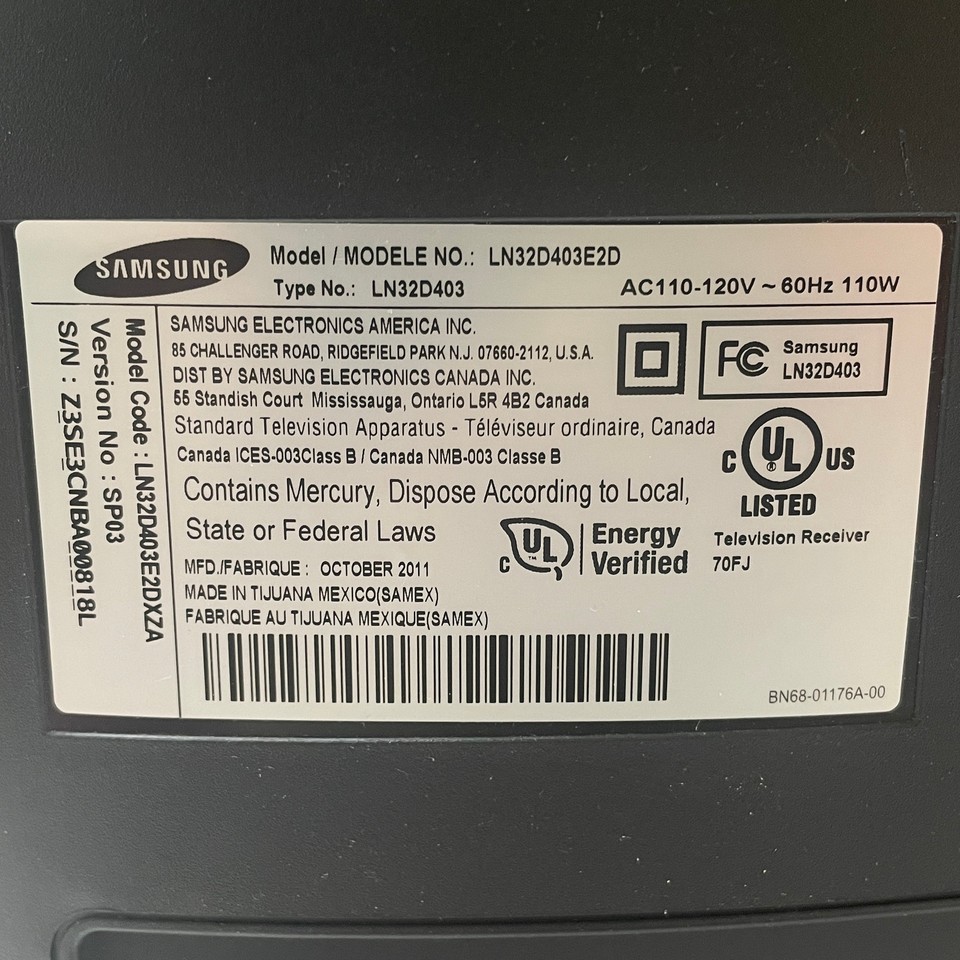 Samsung 720p HD LCD 32" Television TV LN32D403 NO STAND w/ Remote | eBay