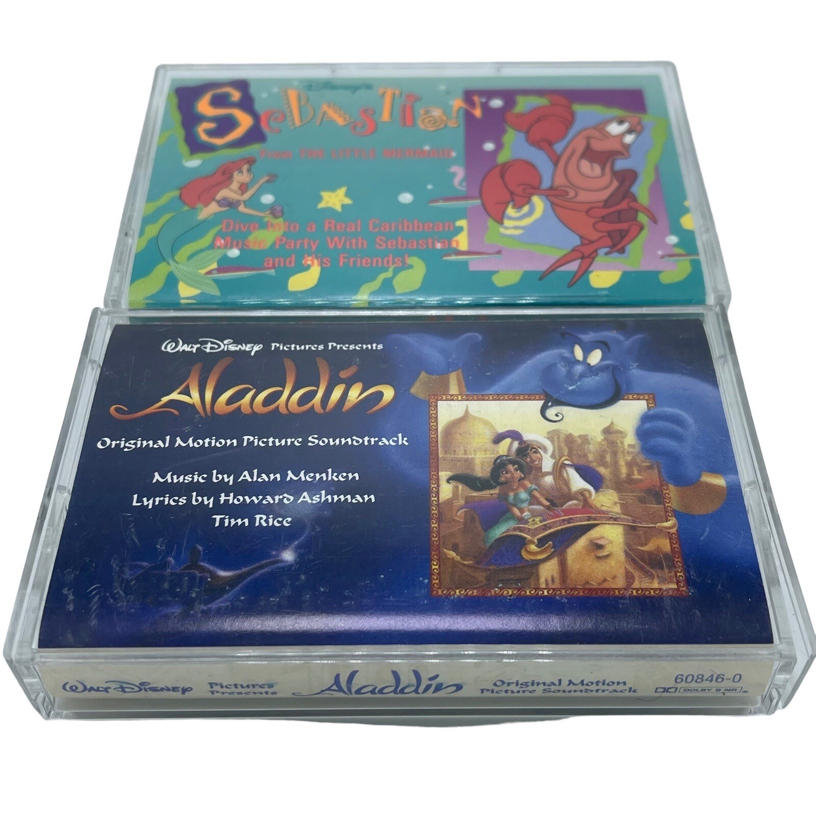 Disney Vintage Aladdin & Little Mermaid Sebastian Cassette Tapes Lot of ...