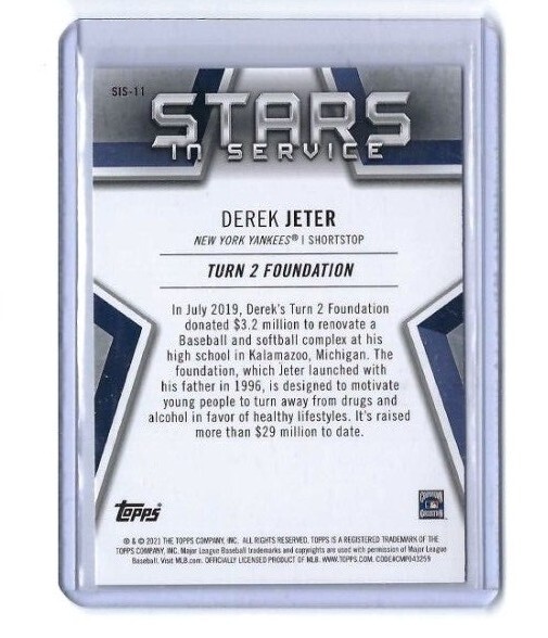 Derek Jeter 2021 Topps "Stars in Service" Insert #SIS-11 HOF New York ...