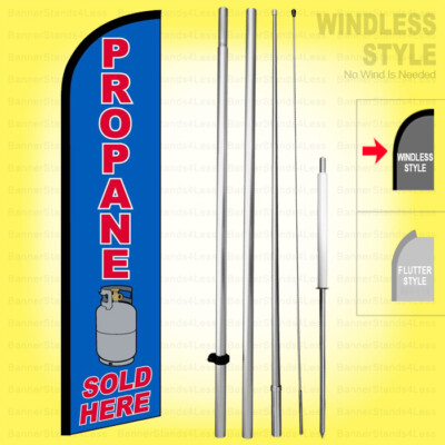 PROPANE SOLD HERE - Windless Swooper Flag Kit 15' Feather Banner Sign ...